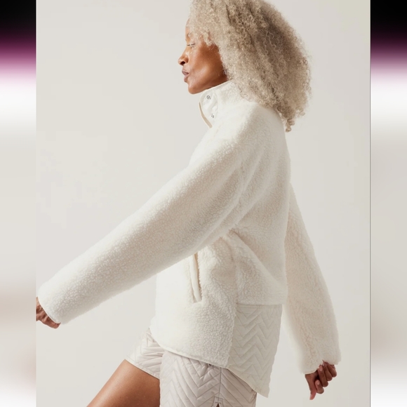 Athleta | Sweaters | Nwt Athleta Cozy Sherpa Snap Pullover Sweater ...